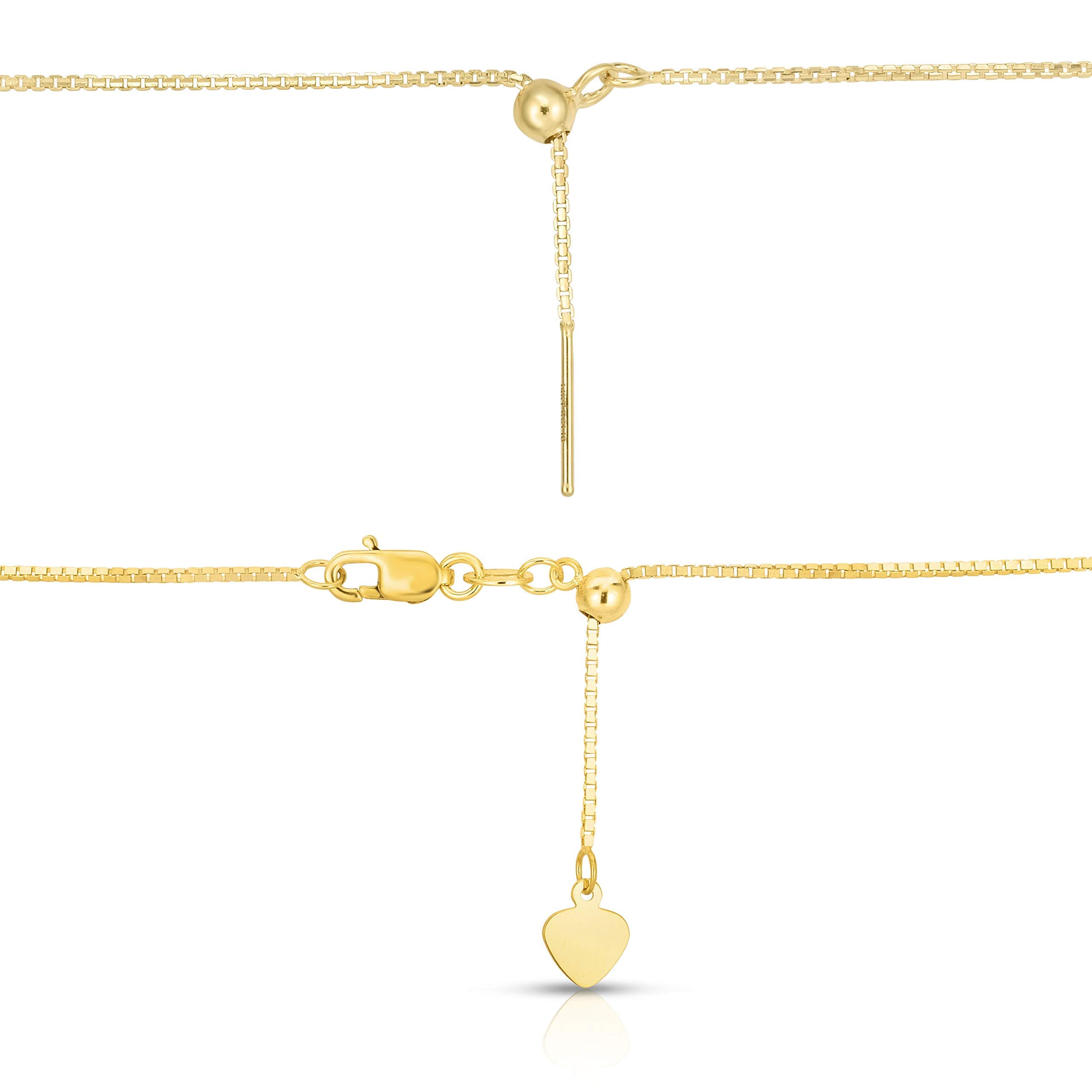 JewelStop 14k Yellow Gold 1 mm Adjustable Wheat Chain 22" w/Lobster Claw Clasp