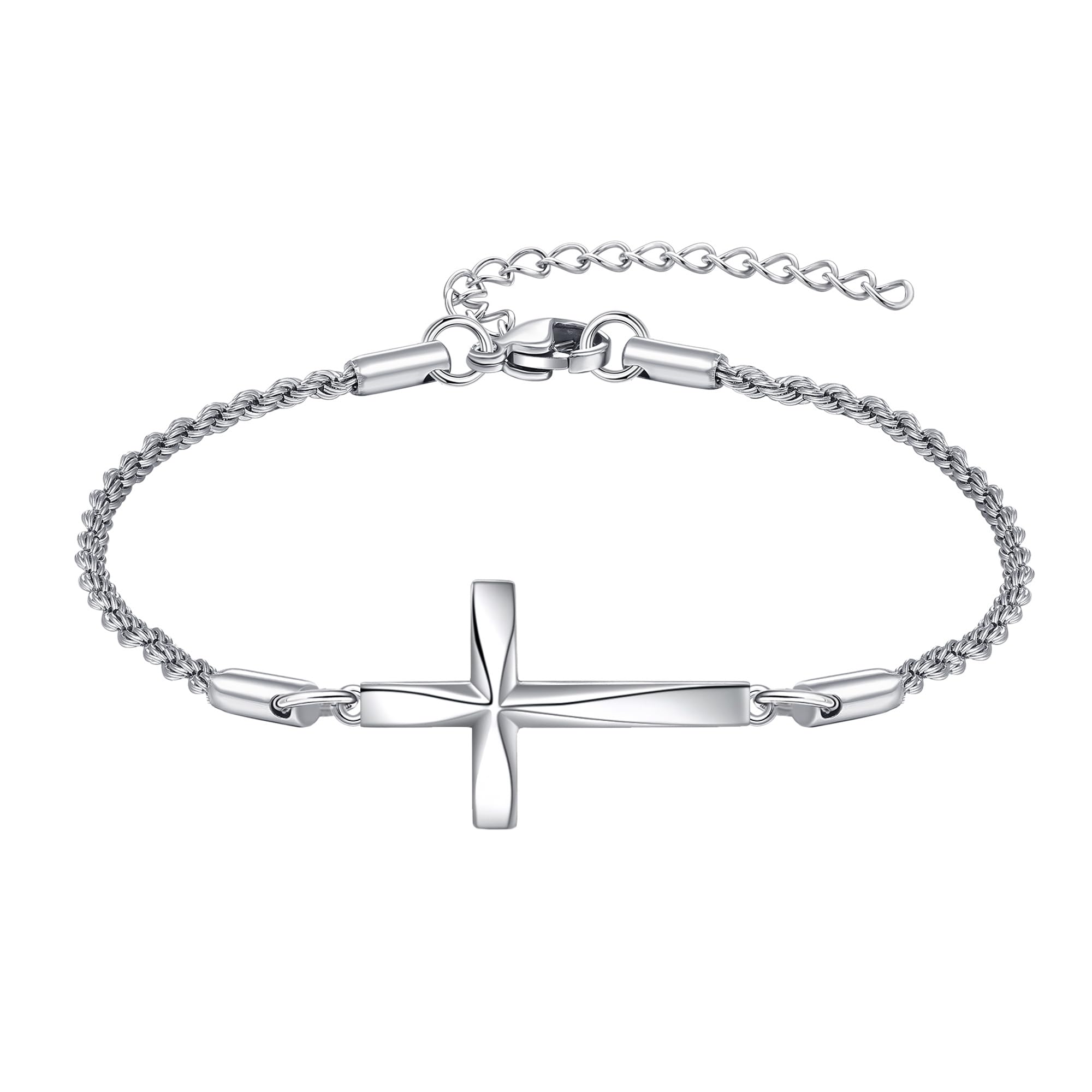 ONEFINITY Religious Cross Bracelet 925 Sterling Silver Origami Cross Bracelet Jewelry Gifts for Women