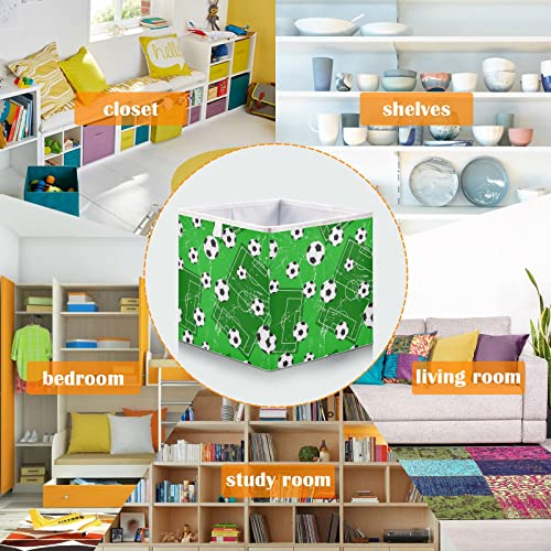 visesunny Rectangular Shelf Basket Football Gate and Soccer Ball Clothing Storage Bins Closet Bin with Handles Foldable Rectangle Storage Baskets Fabric Containers Boxes for Clothes,Books,Toys,Shelves
