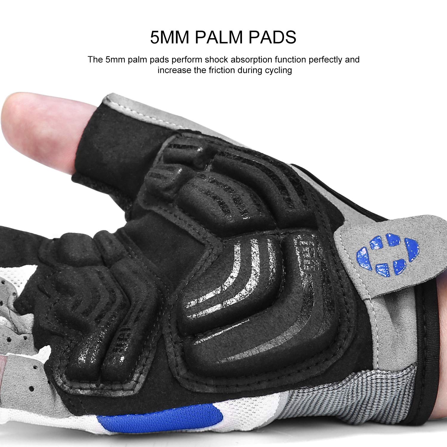 INBIKE 5mm Gel Pad Half Finger Bike Bicycle Cycling Gloves Blue Large
