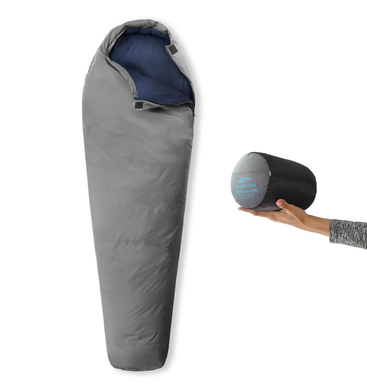 Litume 1.1lbs 68°F-43°F, 700 FP+ Down Ultra Air Mummy Sleeping Bag Sleep Sack for 3-Season, Ultra-Lightweight, Compact and Portable, for Hiking Traveling Camping Backpacking (Deep Teal)