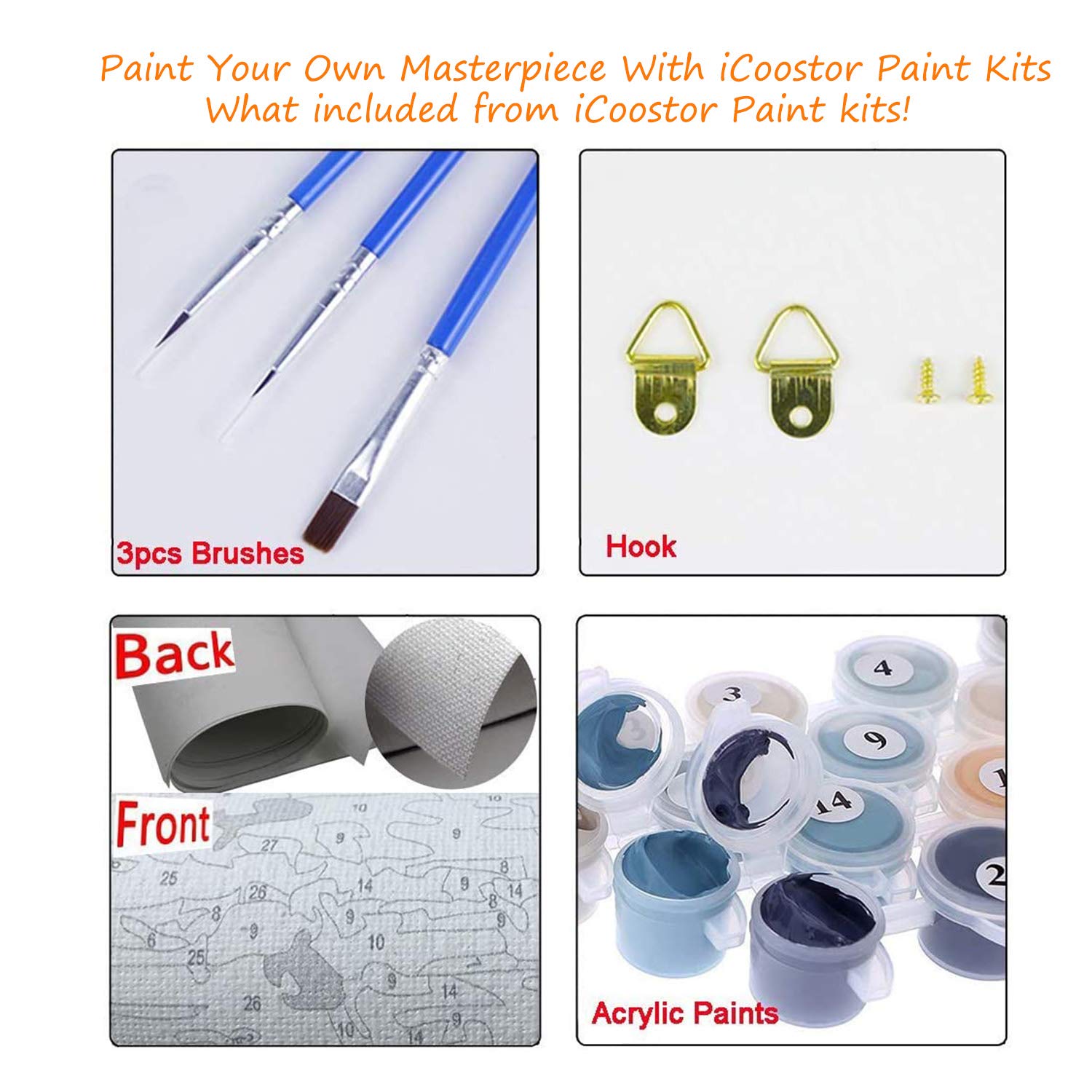 iCoostor Paint by Numbers DIY Acrylic Painting Kit for Kids & Adults Beginner - 16" x 20" Giraffe Pattern