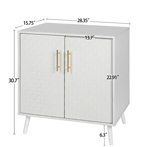 wirrytor Sideboard Buffer Cabinet, 2 Doors Kitchen Storage Cabinet with Adjustable Shelves, Modern Buffet Server Cupboard Cabinet Console Table for Kitchen Living Room Dining Room Entryway,White