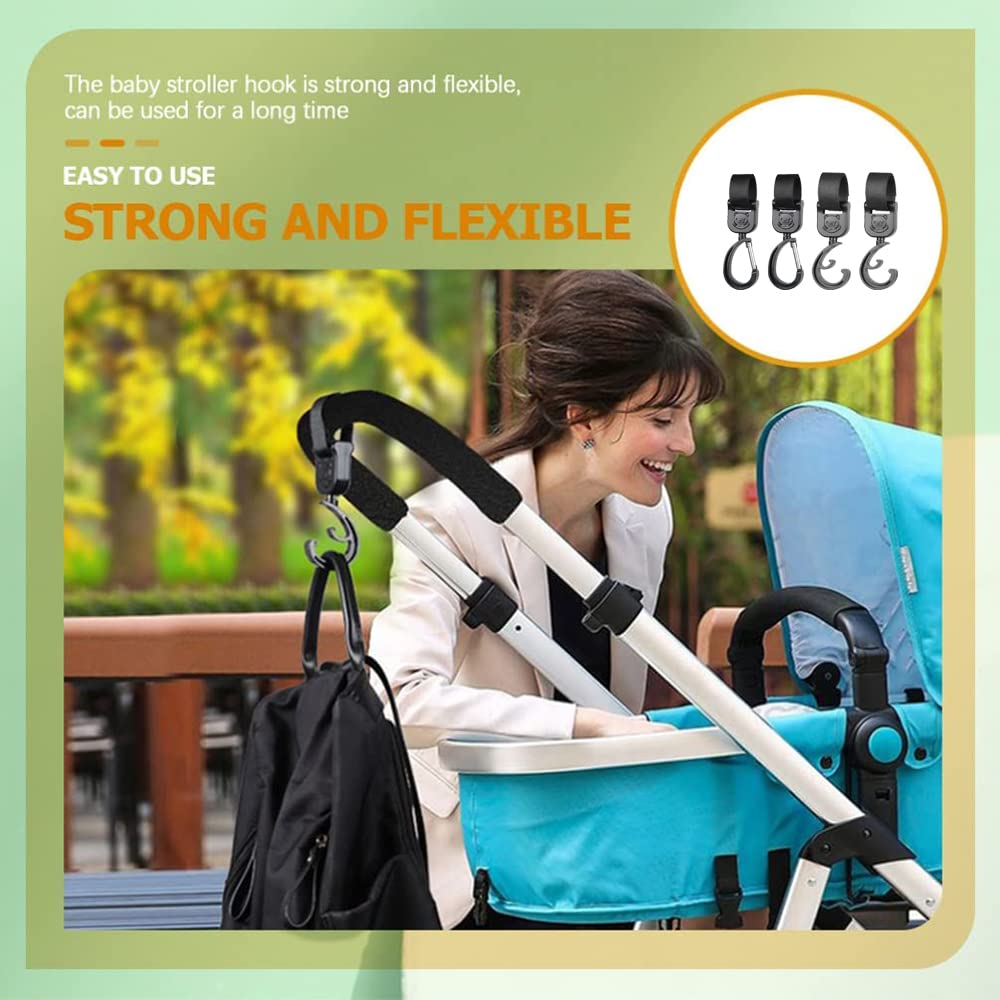 Stroller Accessories,Stroller Hooks,Cute Bear Model Baby Stroller Hooks Clips,Adjustable Multipurpose Hooks,for Stroller Organizer,Hanging Diaper Bags,Purse,Groceries.(4Pack,2 Style,Black)