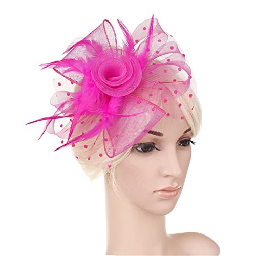 Lace Cocktail Hat Vintage Solid Hair Accessorie Girls Party s Hat Headwear Rose Red
