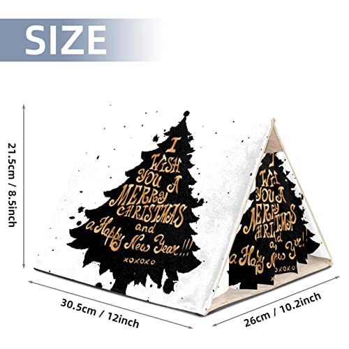 Y-DSIWX Guinea Pig Hideout Cozy Hamster House Cave for Bunny Chinchilla Hedgehog Small Animal Aesthetic Black Merry Chrismas Tree