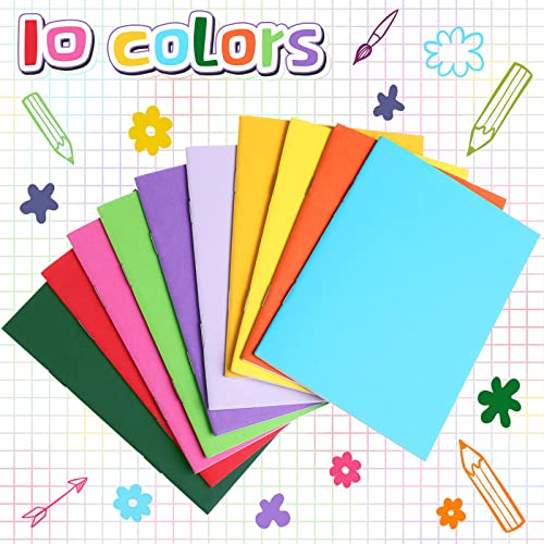 Yeaqee 200 Pcs Pocket Notebook Bulk, 4 x 5.5 In, 40 Pages, Colorful Travel Journal Set Small Pocket Notebooks for Kids Blank Memo Mini Sketchbook Unlined Notepads Books 10 Colors for Students