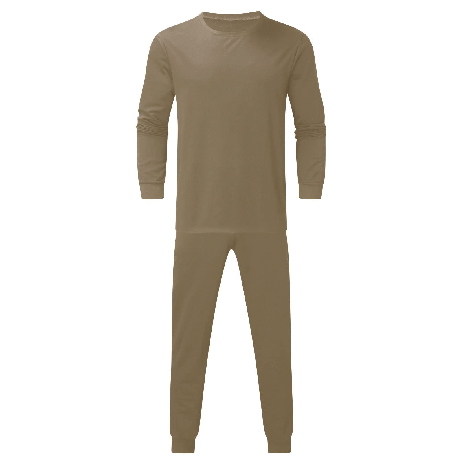 Men's Tracksuit Long Sleeve Round Neck Sweatshirts Tops Pants Set Two Piece Sweatsuits Outfits Sports Suit(Khaki,X-Large)