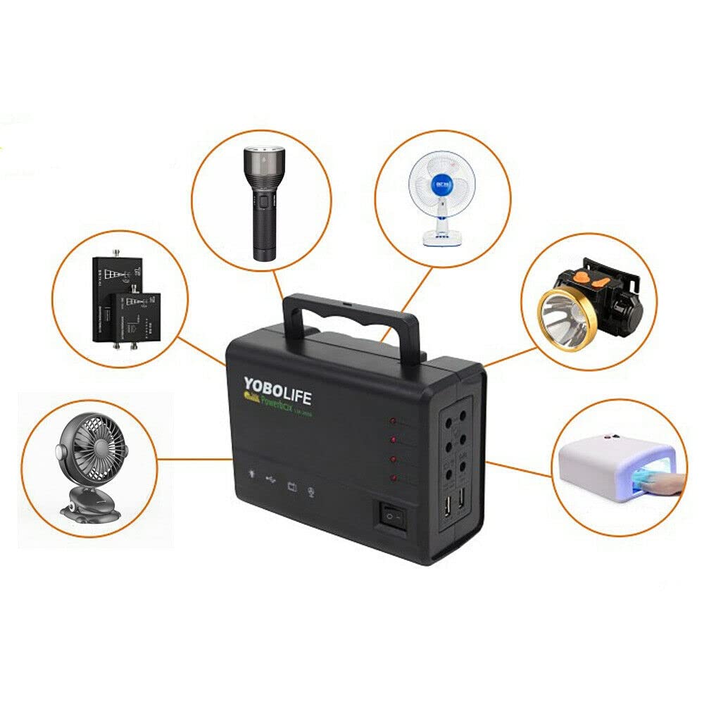 Solar Generator-Portable power generator with solar panel,LED Light USB Charger Camping with 4 Bulbs,Reusable Solar Generator Power Storage Power Panel, Emergency Power Supply