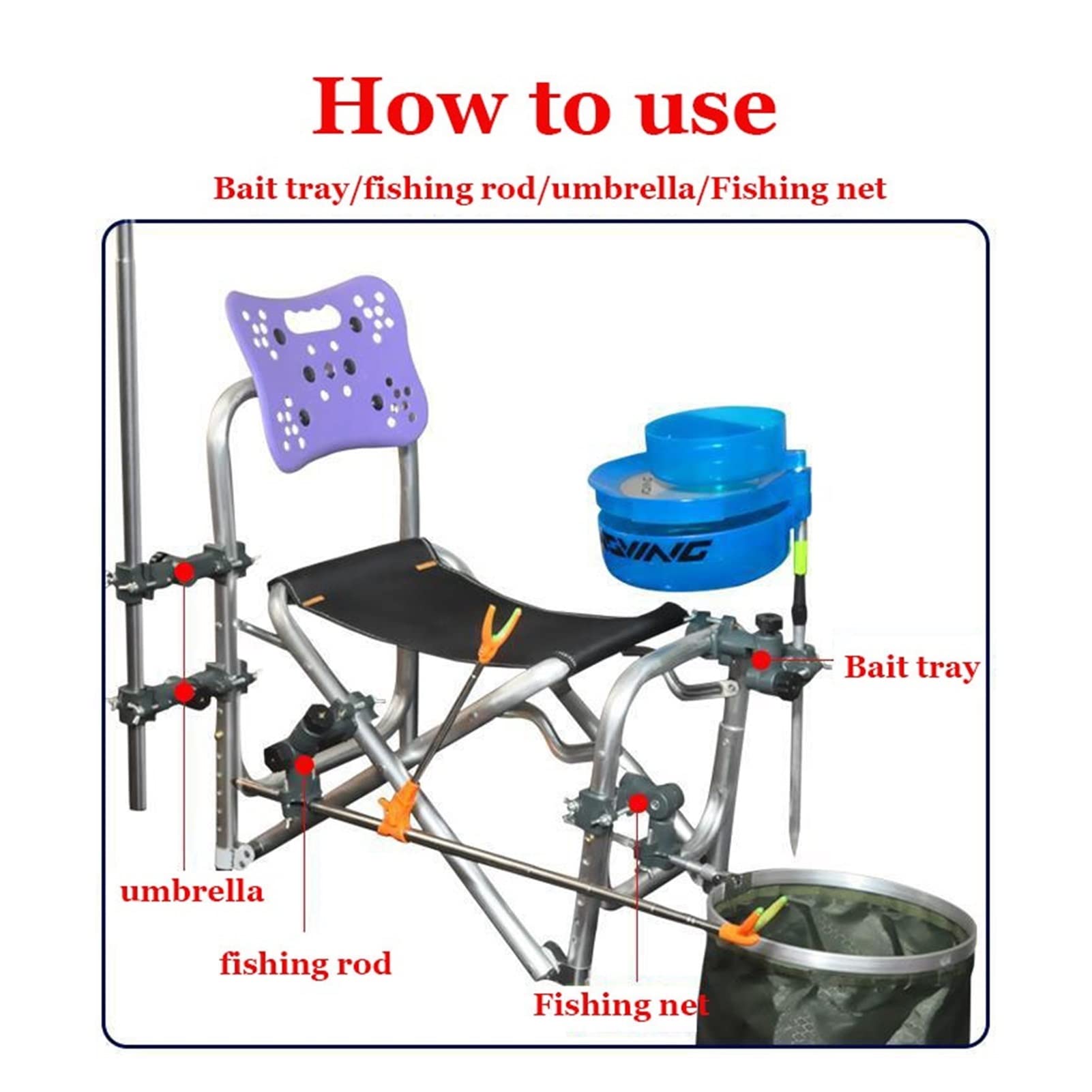 LIUYI Multi-Function Fishing Tools Accessory Fishing Rod Umbrella Chair Universal Connector Turret Bracket Bait Tray Holder Equipment (Color : Two Pieces)