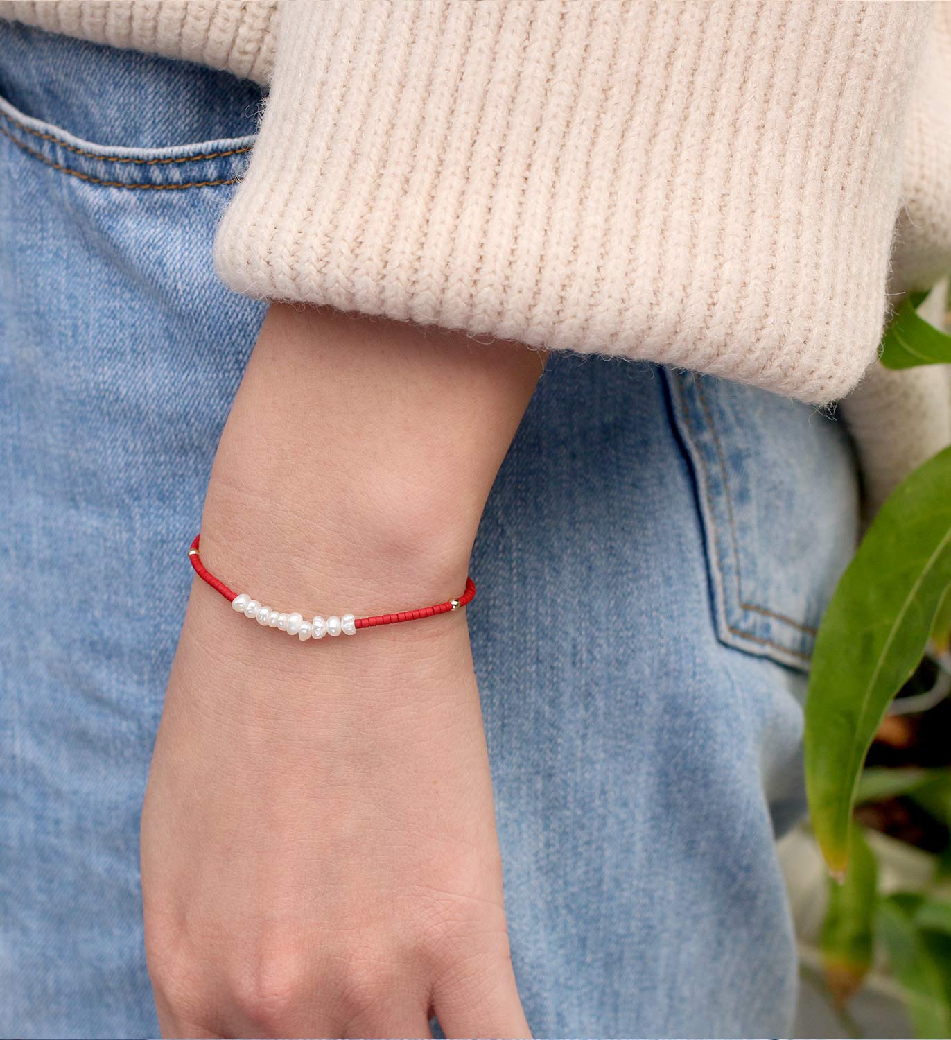 KELITCH Womens Pearl Bracelets Friendship Bracelet Handmade Miyuki Beads Charm Bracelet Holiday Gift