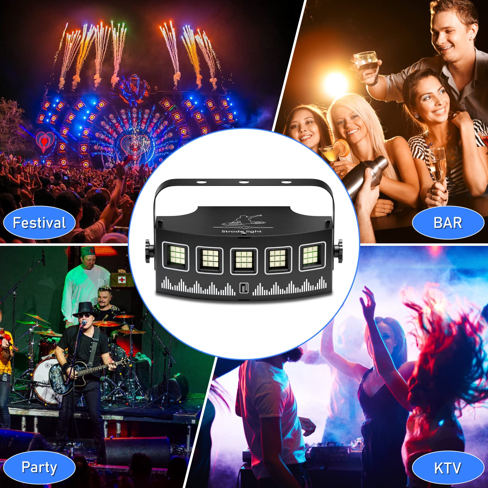 Mini Strobe Party Light, Hakuta 45 LEDs DJ Projector Lights Sound Activated with Remote, DJ Disco Stage Party Lights for Halloween, Christmas, Birthday, Wedding and Club