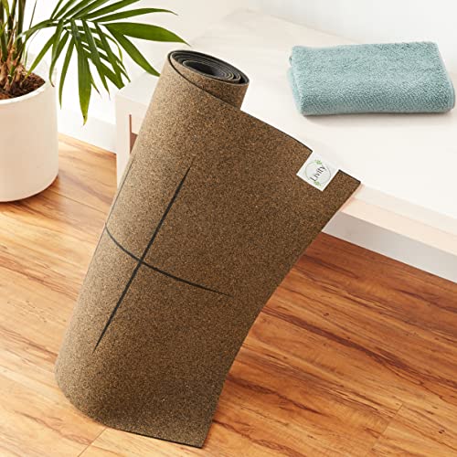 Livity Yoga - Mandala Cork Yoga Mat, Durable & Non-Slip Workout Mat, Cork Exercise Mat with Beautiful Mandala Design & Alignment Points, 74 x 24 x 0.2 inches