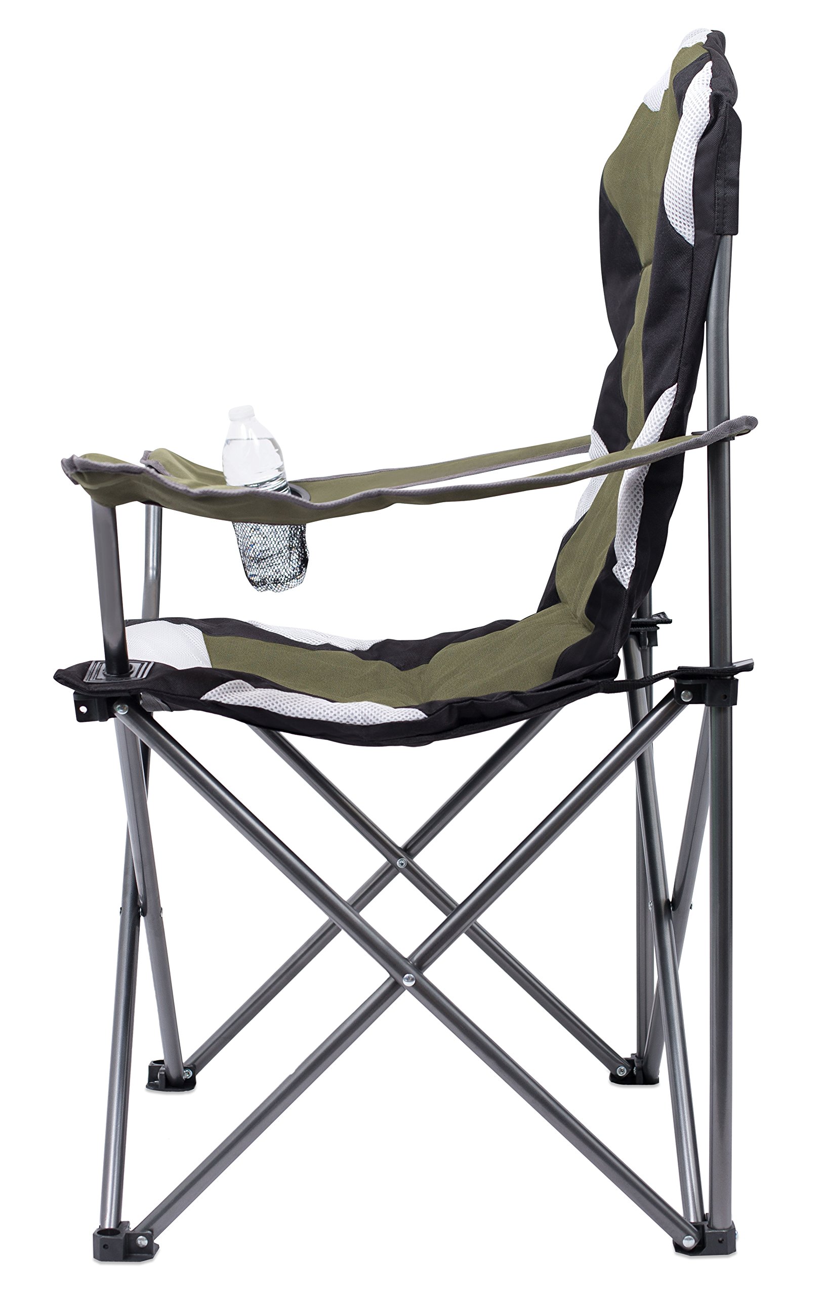Internet's Best 2 Pack Padded Camping Folding Chair - Outdoor - Green - Sports - Cup Holder - Comfortable - Carry Bag - Beach - Quad