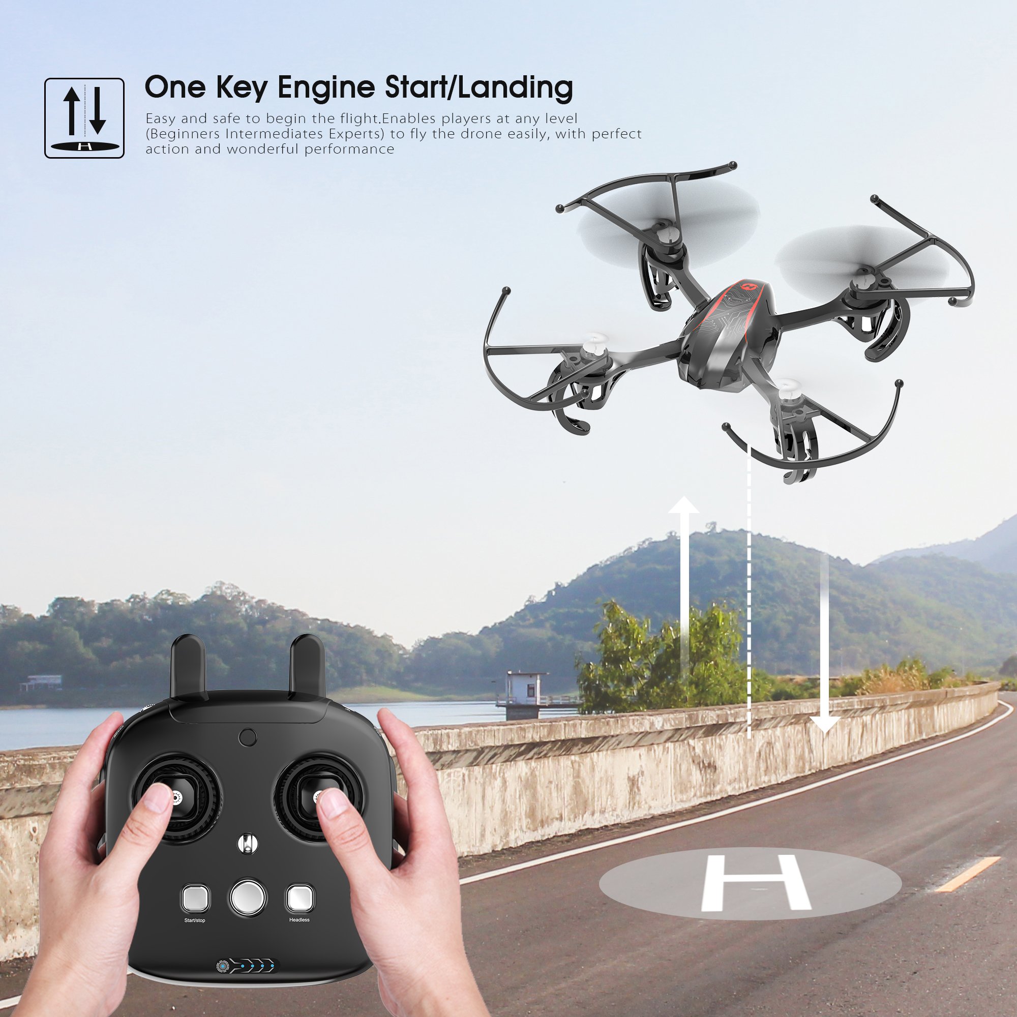Holy Stone HS170G Night Elven Mini RC Quadcopter Drone with Altitude Hold Function, Headless Mode, 3D Flips, One Key Engine Start Emergency Stop, Color Red