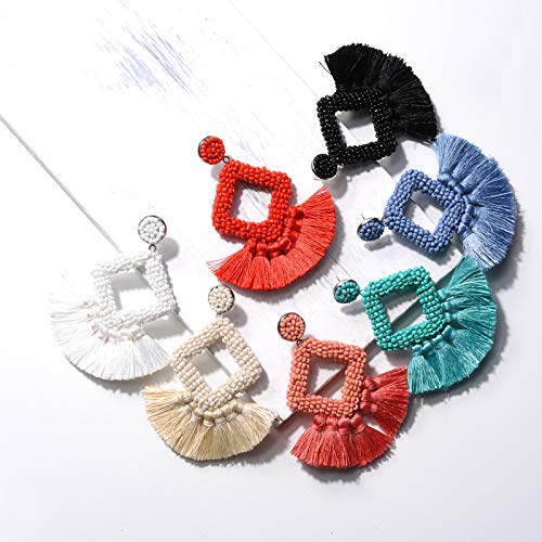 Orange Statement Earrings Thanksgiving Day Earrings Women's Beaded Tassel Earrings for Women Dangling