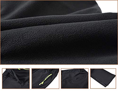 Men's Waterproof Snow Ski Pants Windproof Fleece Lined Ripstop Outdoor Lightweight Hiking Snowboard Pants Zipper Bottom Leg (Black,3X-Large)