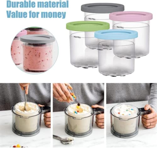 TYWAG 2/4Pcs Ice Cream Pints Cup, Ice Cream Containers with Lids for Ninja Creami Pints, Safe & Leak Proof Ice Cream Pints Kitchen Accessories for NC301 NC300 Series Ice Cream Maker (Blue+Green)