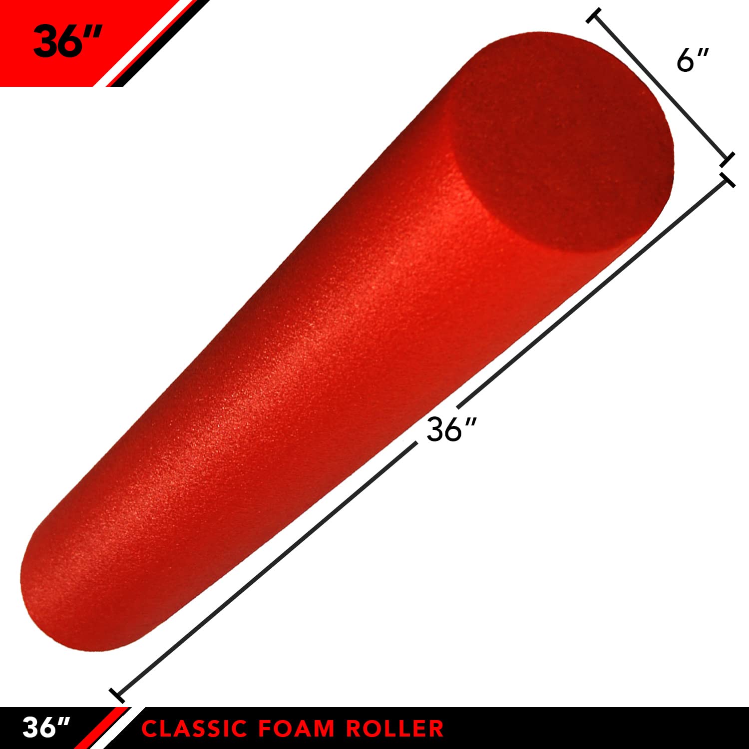 JFIT Classic Foam Roller, Red, 36-Inch