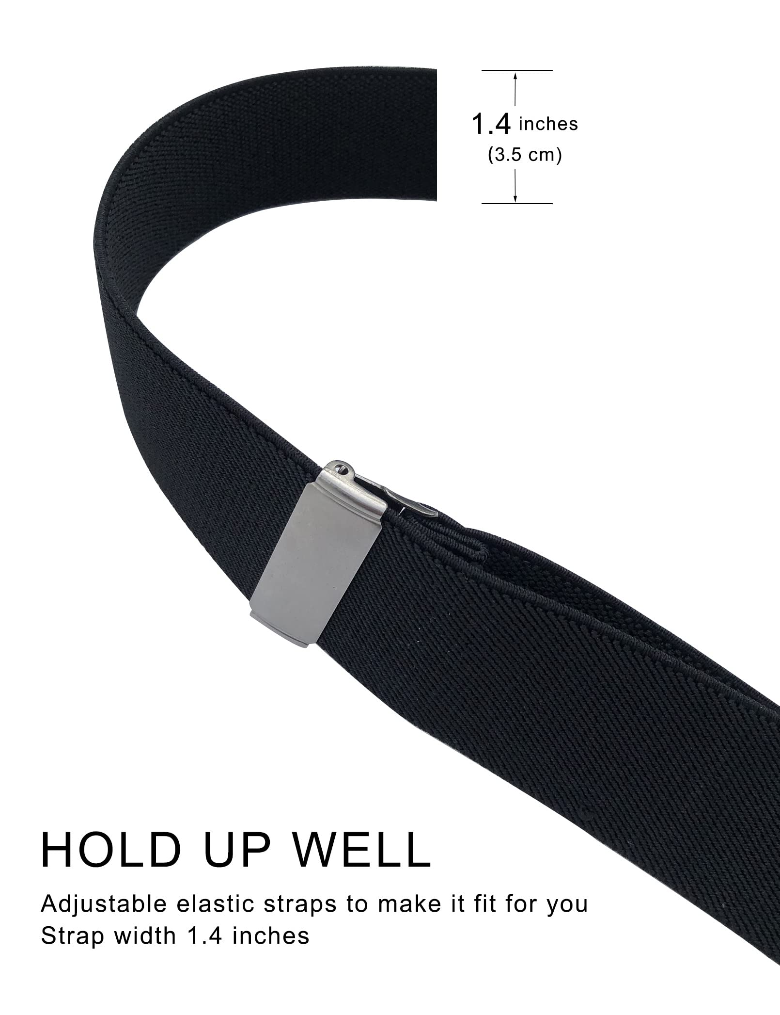 Men's Suspenders with Swivel Hooks and Elastic Straps Y-back, for Heavy Duty, Big and Tall (Black)