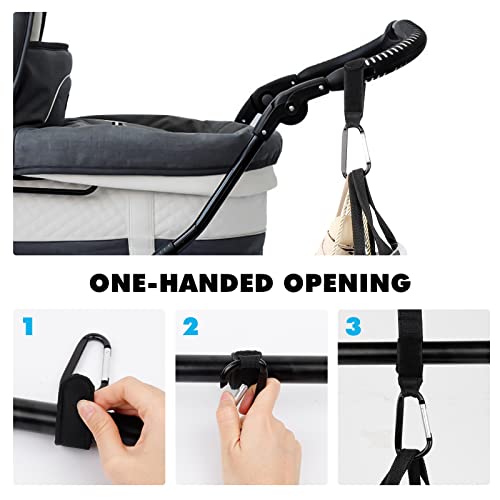 Stroller Hooks for Hanging Bags(2 Packs), Tinabless Universal Stroller Clips for Hanging Diaper Bags, Purses, Shopping Bags, Great Hook Set for Mommy When Walking or Shopping(Black)