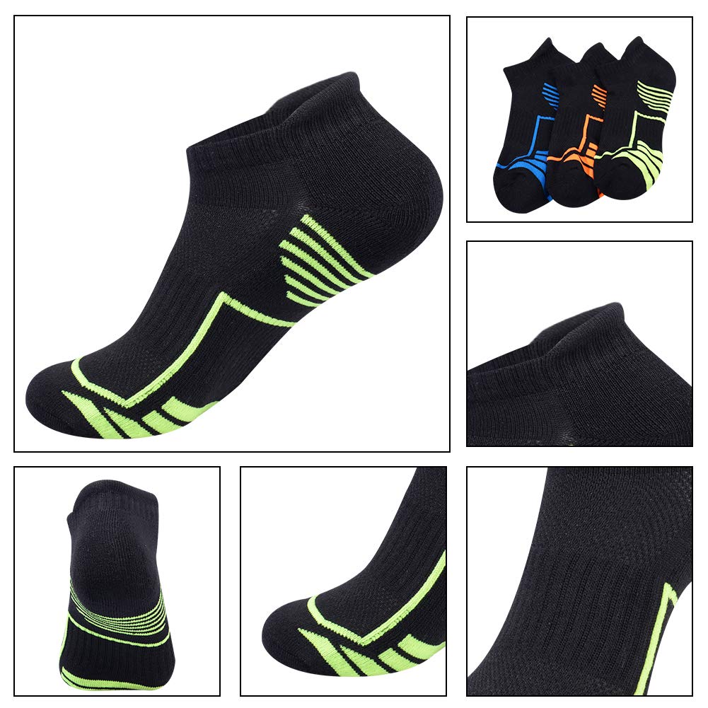JOYNÉE Mens Ankle Athletic Low Cut Socks for Men Sports Running Cushion 6 Pack,Deep Grey,Sock Size 10-13