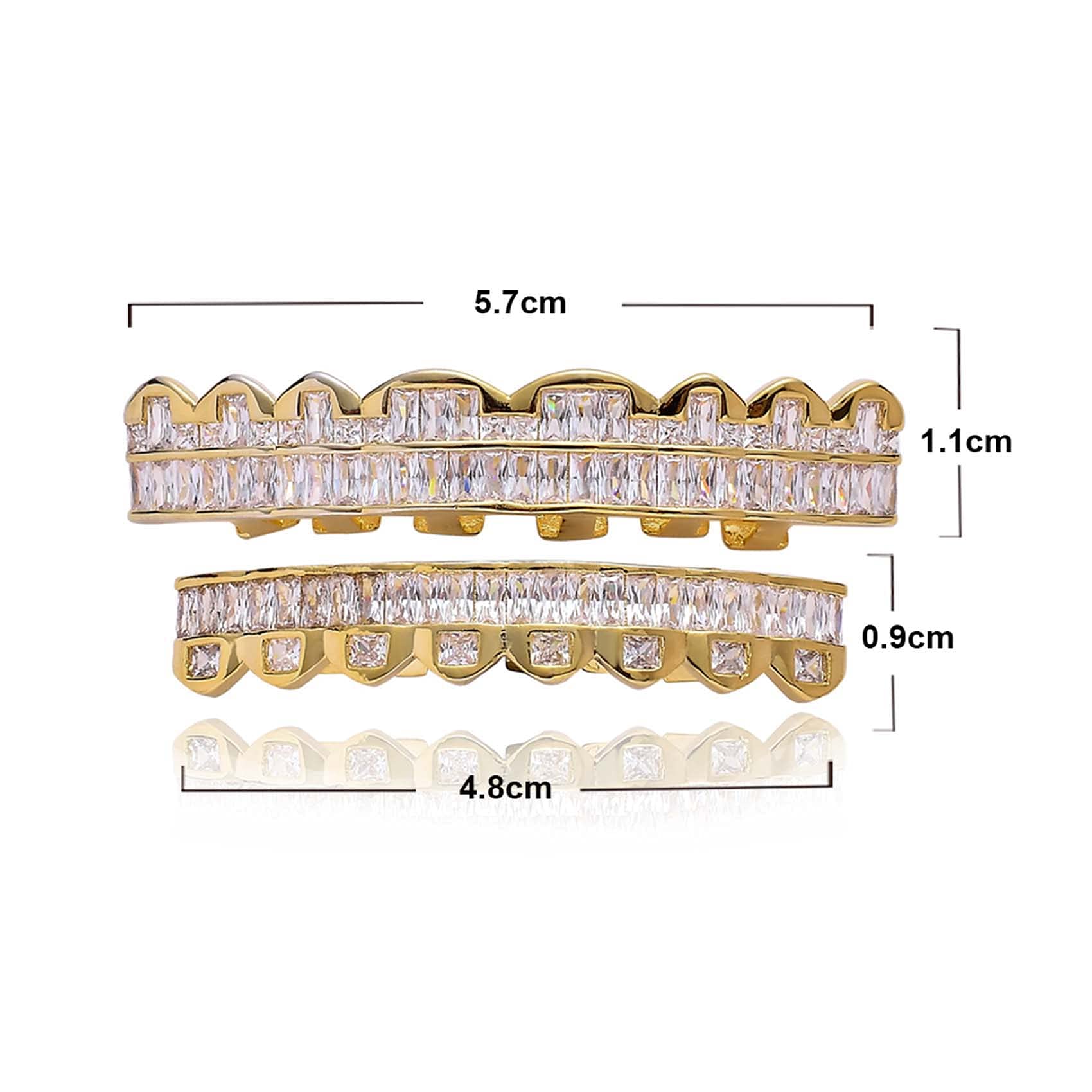 LKV Silver Teeth Grillz for Men and Women, Hip Hop Iced Out Diamond Mouth Grills for Your Teeth Top & Bottom, Rapper Costume Teeth Grillz with Extra Molding Bars