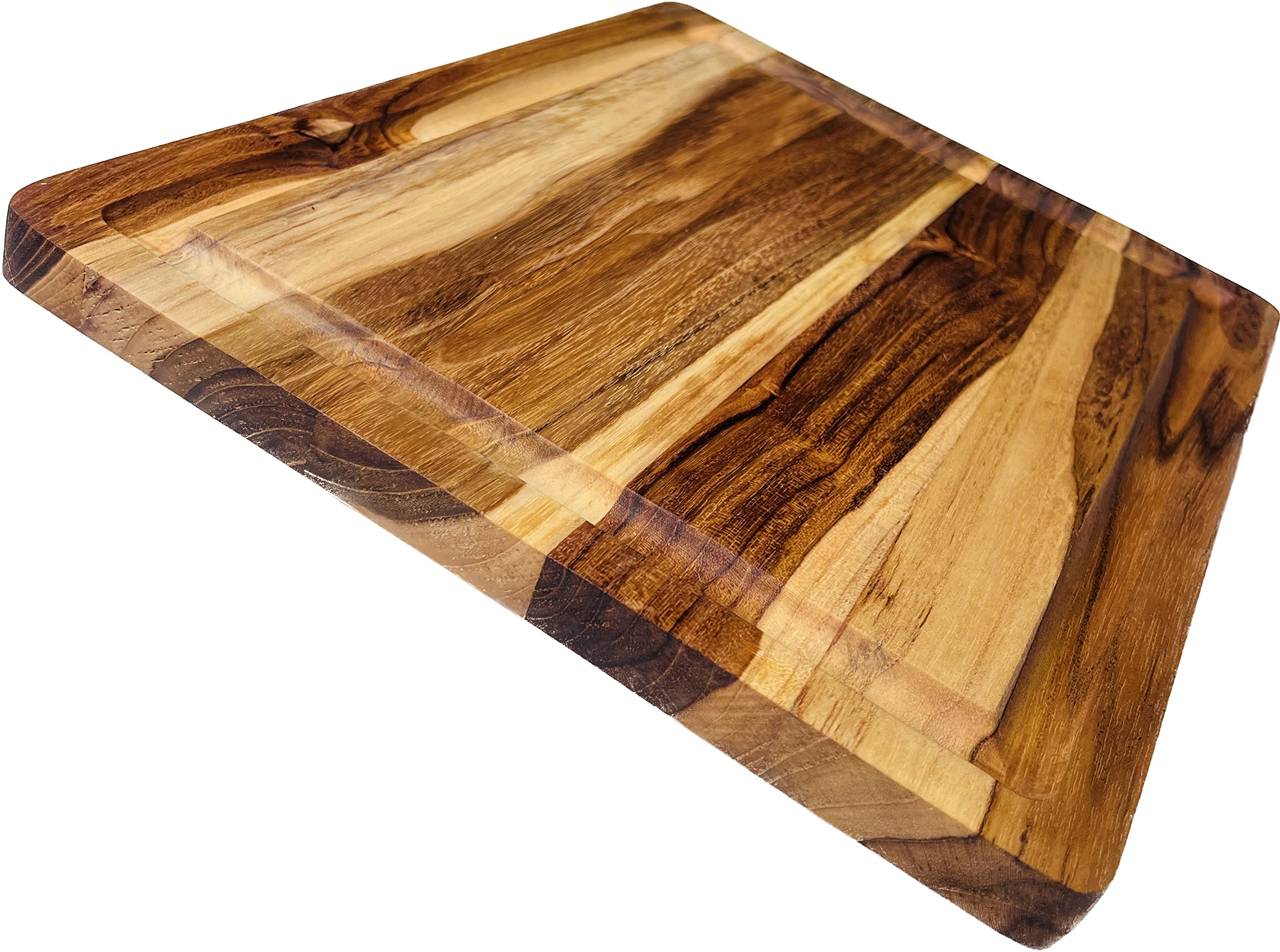 Mountain Woods Brown Teak Wood Cutting Board w/Juice Groove | Cheese Board | Chopping board | Charcuterie board | Butcher Block - 15" x 12" x 0.75"