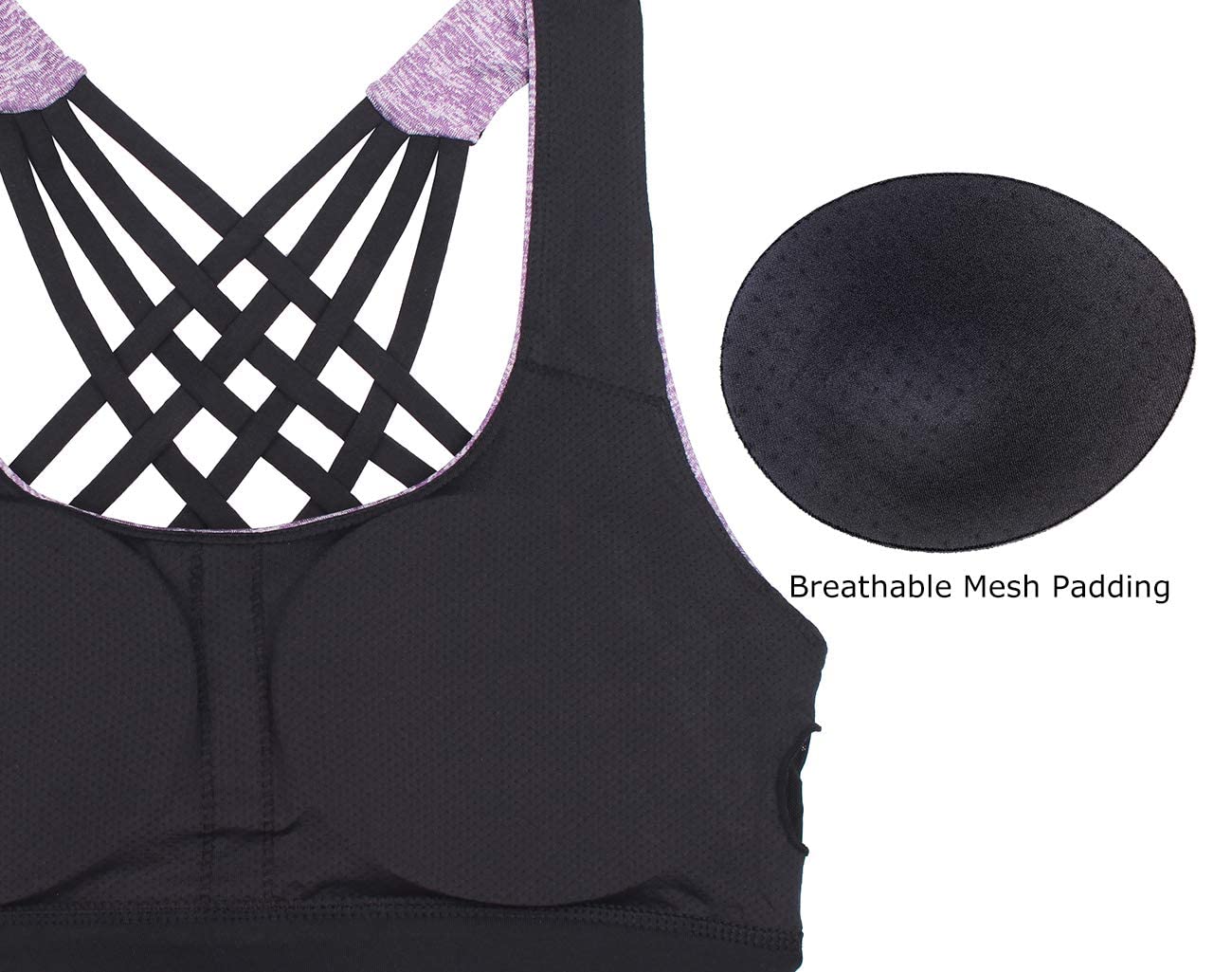 icyzone Yoga Tops Workouts Clothes Activewear Built in Bra Tank Tops for Women (S, Lavender)