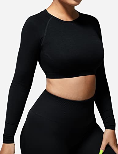 YEOREO Women's Backless T-Shirts Open Back Tee Long Sleeve Yoga Tops Sports Running Shirt