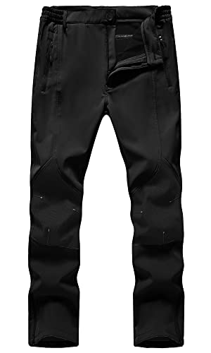 Men's Waterproof Snow Ski Pants Windproof Fleece Lined Ripstop Outdoor Lightweight Hiking Snowboard Pants Zipper Bottom Leg (Black,3X-Large)