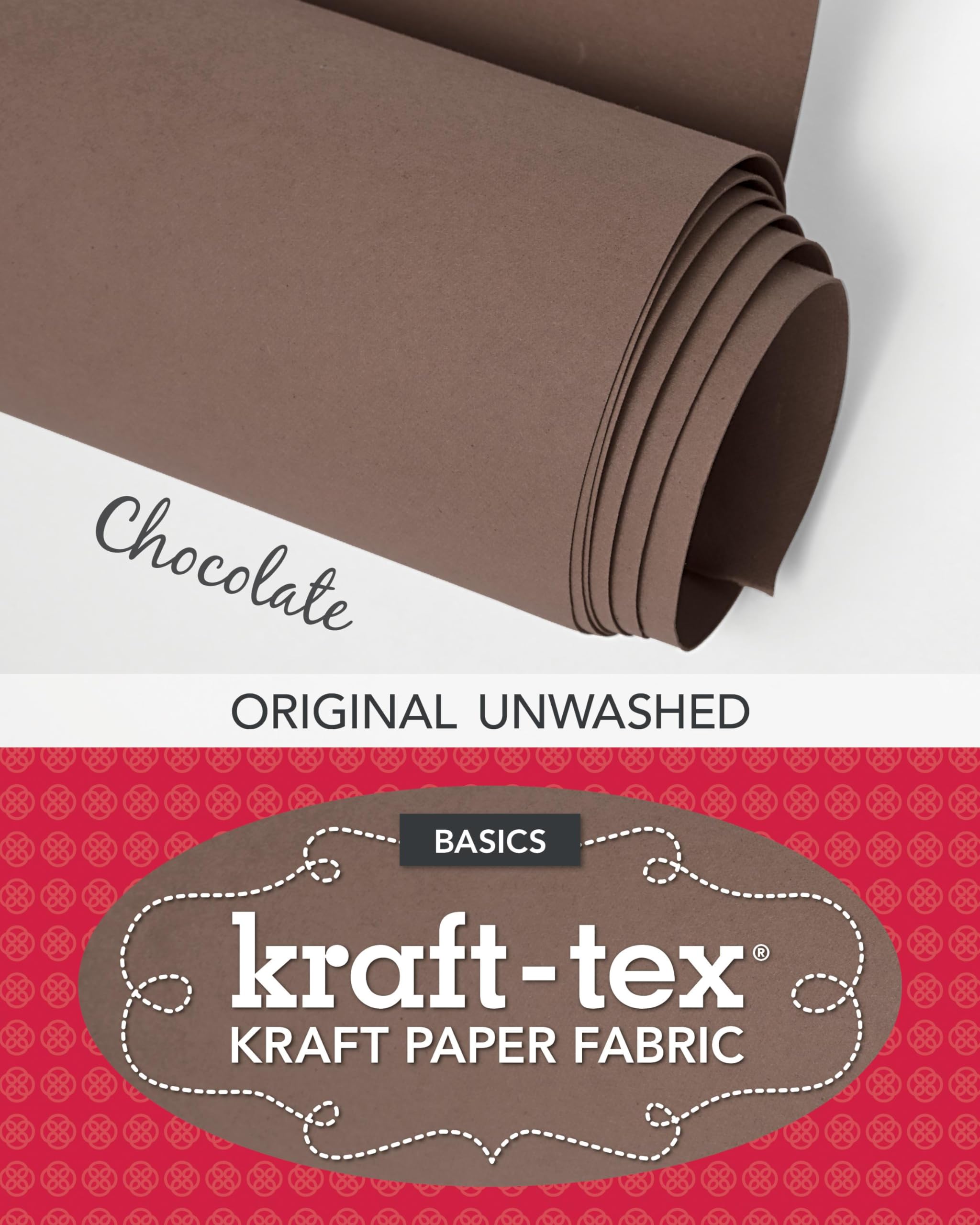 kraft-tex Chocolate Original Unwashed: Kraft Fabric Paper, 19ā x 1.5 Yard Roll (kraft-tex Basics)