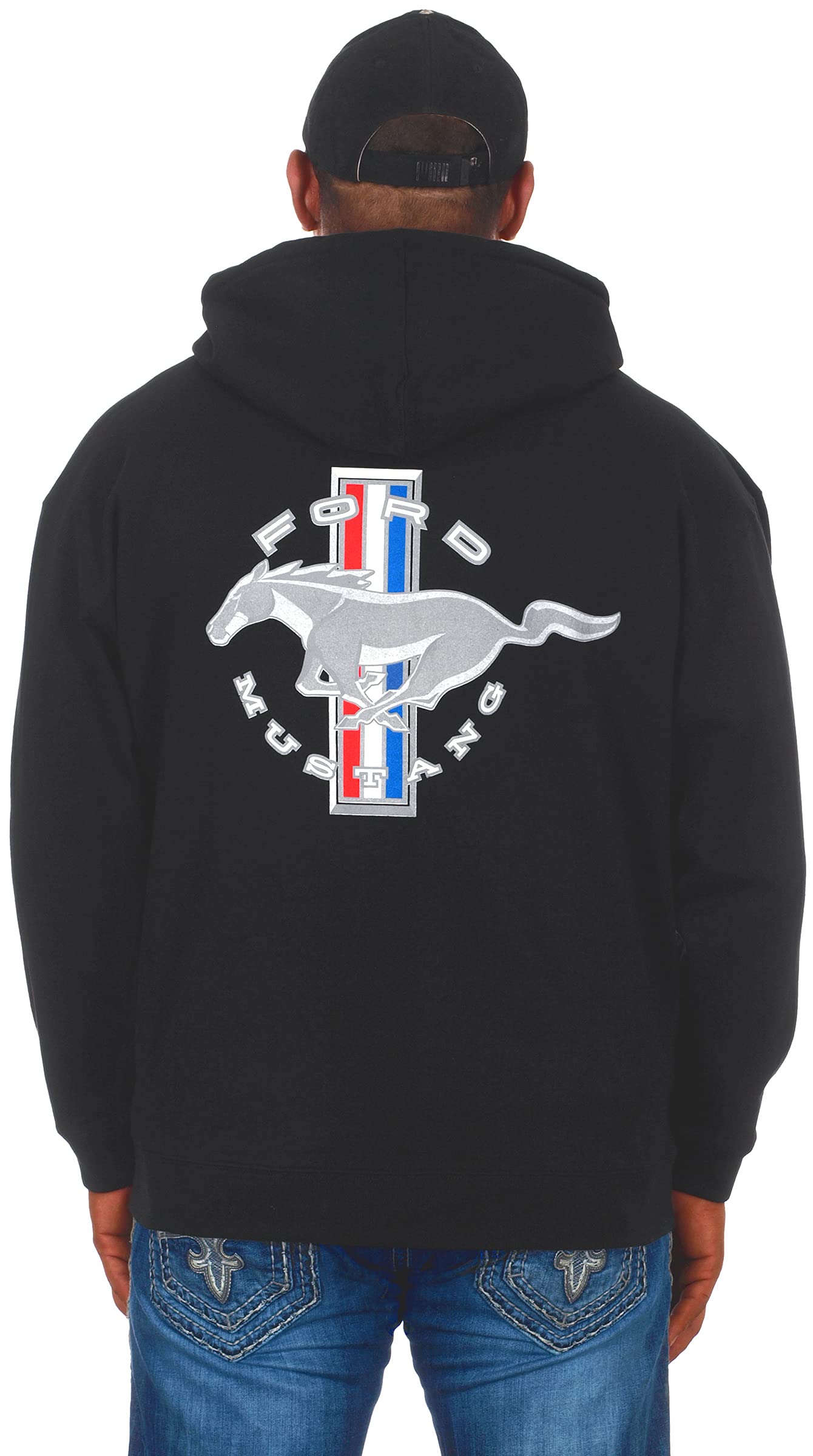JH DESIGN GROUP Men's Ford Mustang Collage Black Zip Up Hoodie Sweatshirt (Large, CLG2-black)