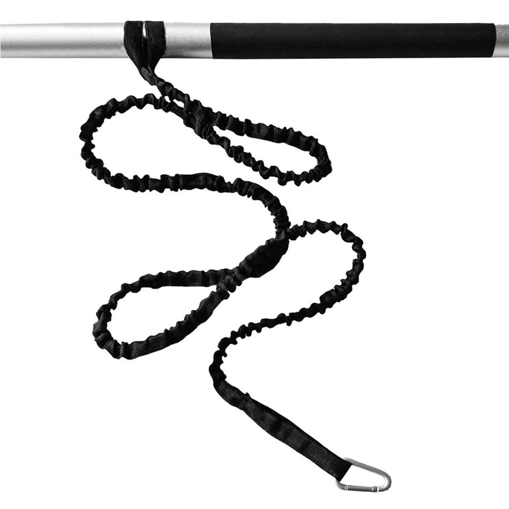 Kayak Paddle Leash Black, Adjustable Kayak Rod Leash with Carabiner for Kayaking Canoe SUP Board Paddles, Surfboard, Fishing Poles Rods