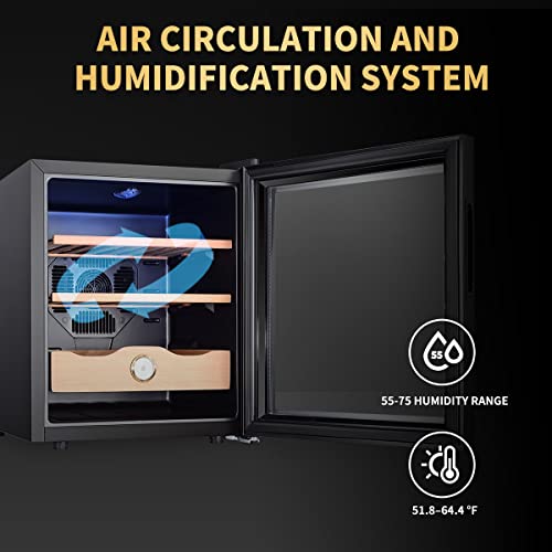 VINERIE Cigar Humidor 50L with Temperature Control System, Cooler for 300 Counts with Digital Hygrometer, Spanish Cedar Lined Great Gift for Father