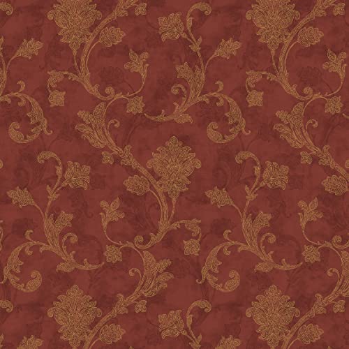 Stitch & Sparkle 100% Cotton Duck 54" Jacobean Scroll Red Color Sewing Fabric by The Yard D01G0415