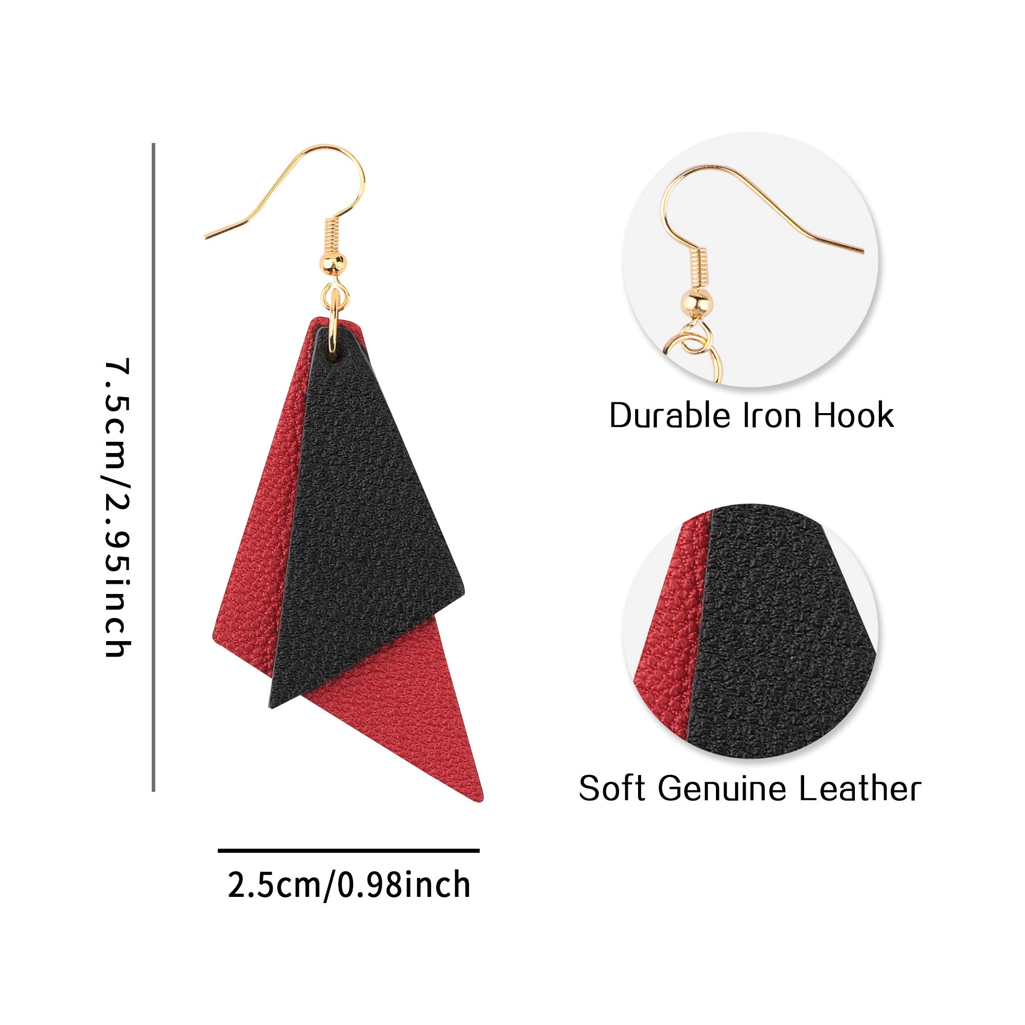 Jagucho Leather Earrings Dangle for Women, Lightweight Hoop Earrings Drop