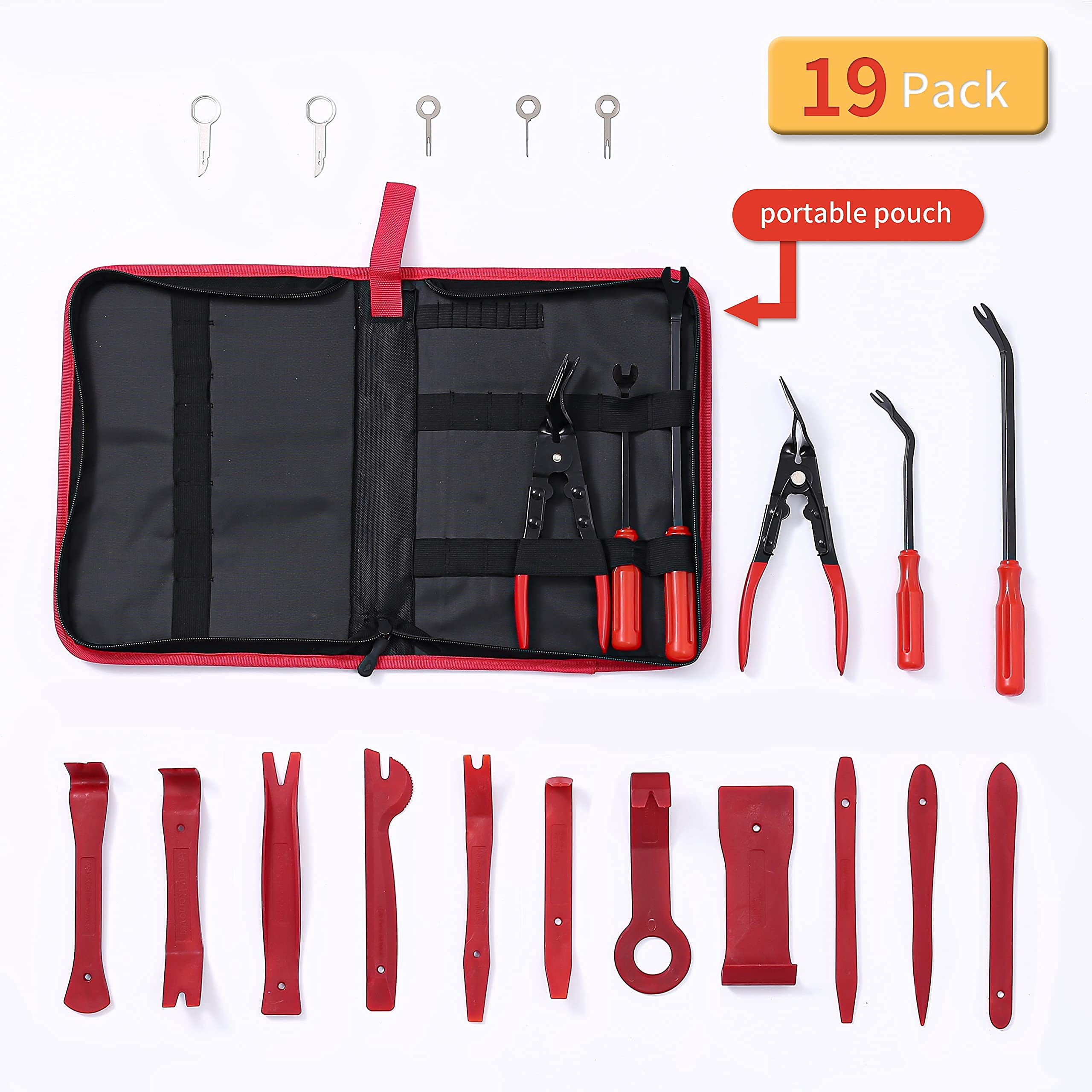 Kurala Auto Trim Tools 19 PCS Auto Trim Removal Tool Kit for Car Interior Panel Dash Audio Radio Removal Installer and Repair Car Pry Tool Kits with Storage Bag