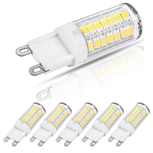JERYJO G9 led light bulb,5w replacement for 40w halogen G9 bulb, daylight 6000k,G9 corn crystal light for livingroom bedroom lighting(pack of 5)