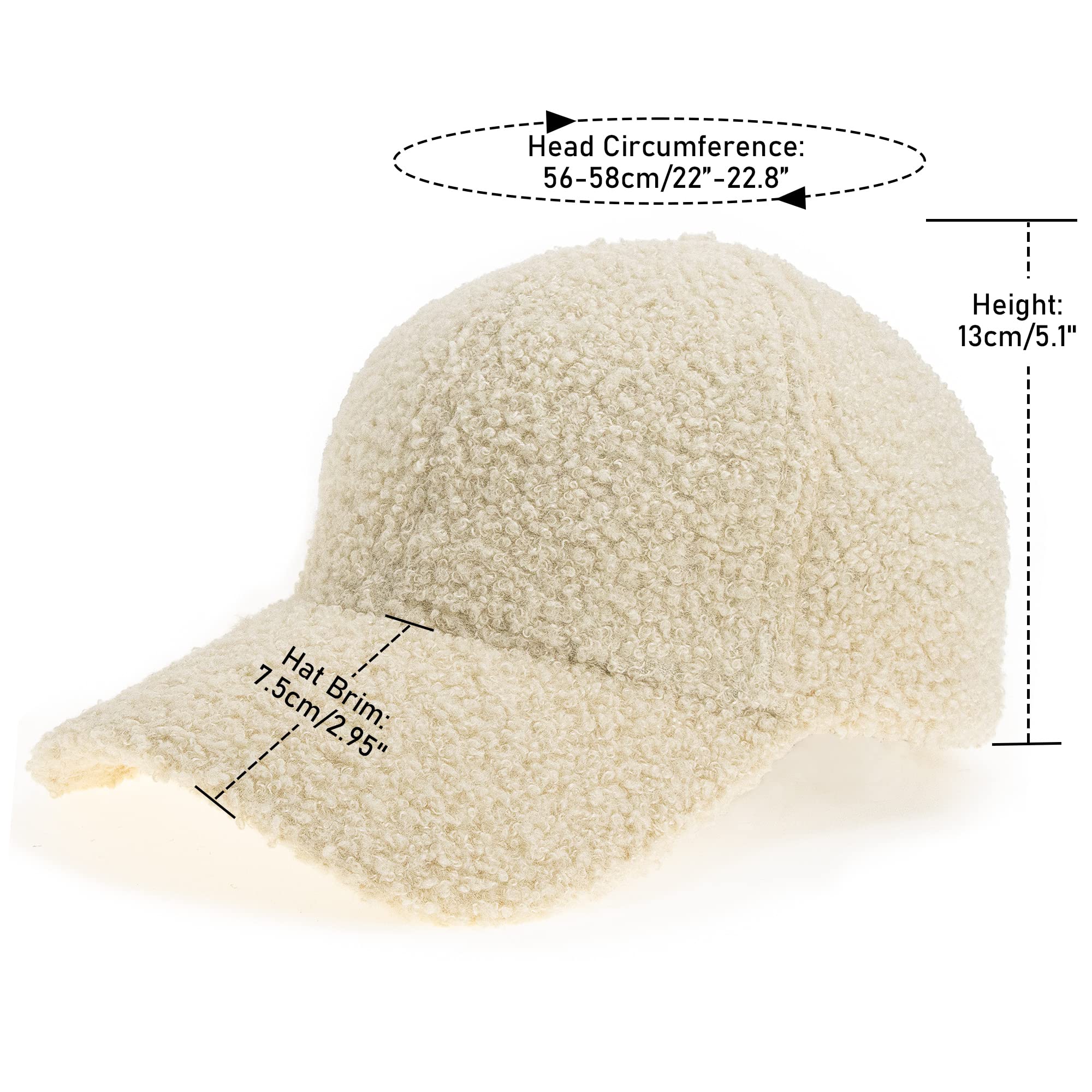 Lamb-Wool Baseball-Caps Warm-Winter Teddy-Fleece Hip-Hop Cap for Men Women Outdoor Travel Beige