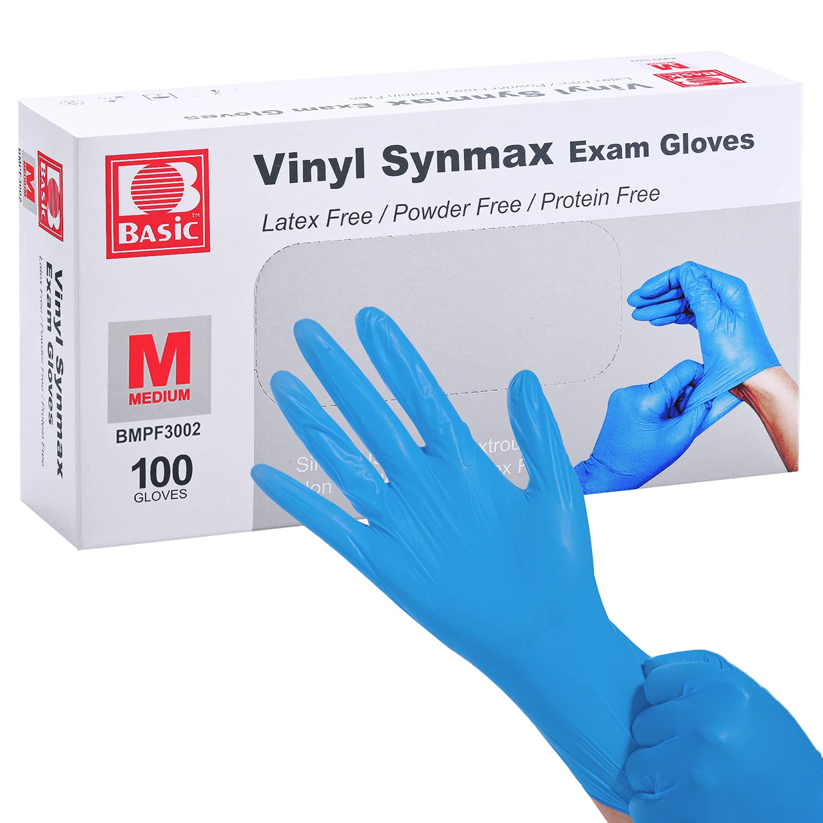 JMU Disposable Vinyl Exam Gloves Small 100 Count Latex Free Powder Free,Latex Free, Blue