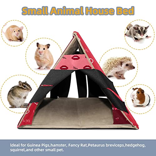 Y-DSIWX Guinea Pig House Bed, Rabbit Large Hideout, Small Animals Nest Hamster Cage Habitats Valentine's Day Pattern