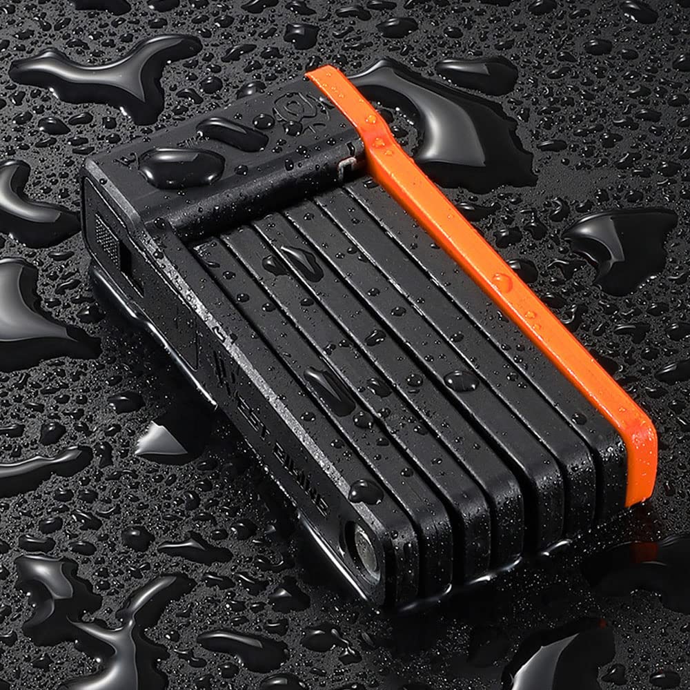 MengK Compact Folding Bike Lock Anti-Theft Chain Lock Heavy Duty Secure Guard with 3 Keys for Bike Electric Bike/Scooter