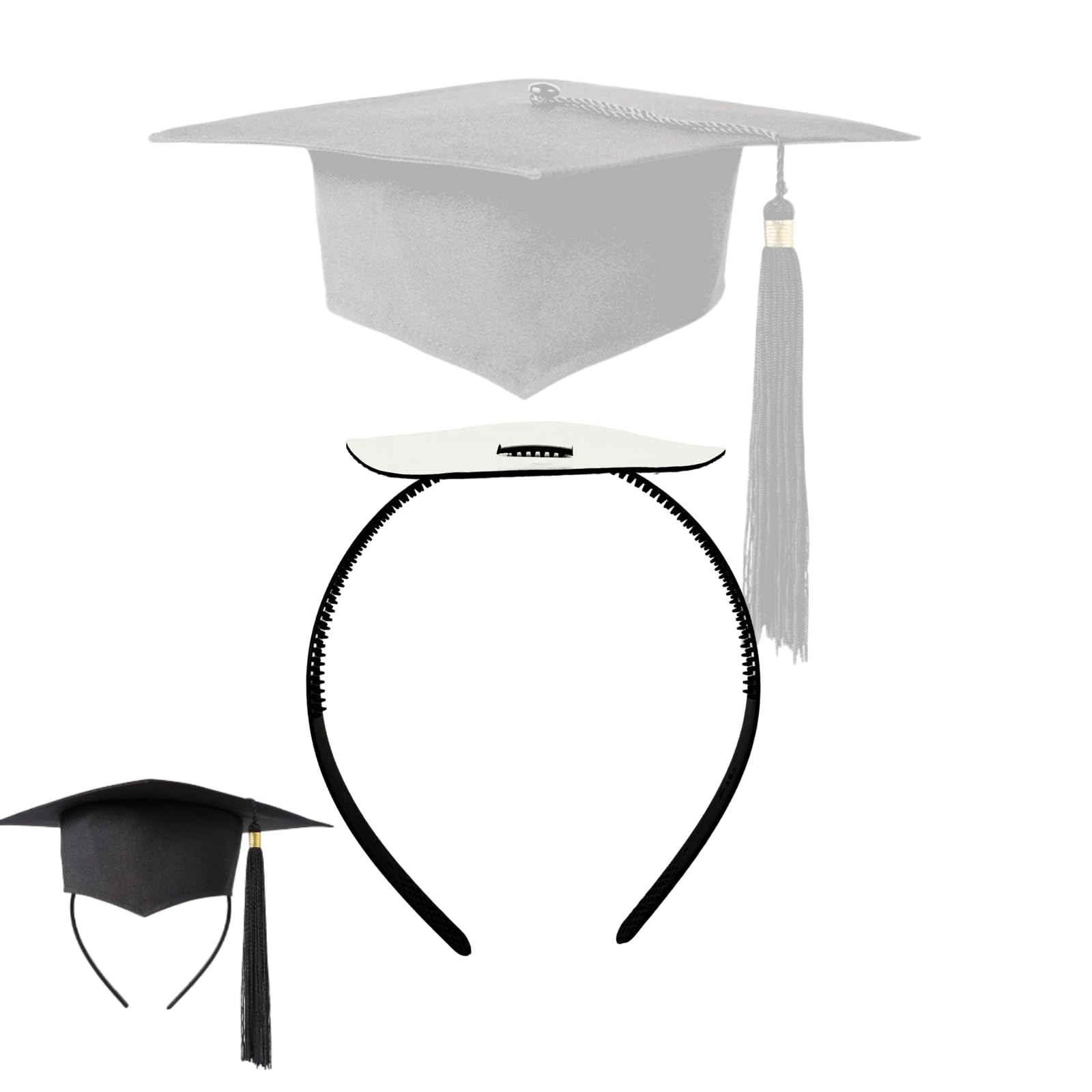 PLLCJB Graduation Cap Headband, Grad Cap Headband, Grad Cap Band Secures Your Graduation Cap. Don't Change Your Hair Hat Accessories for Graduates, Students, Women Black
