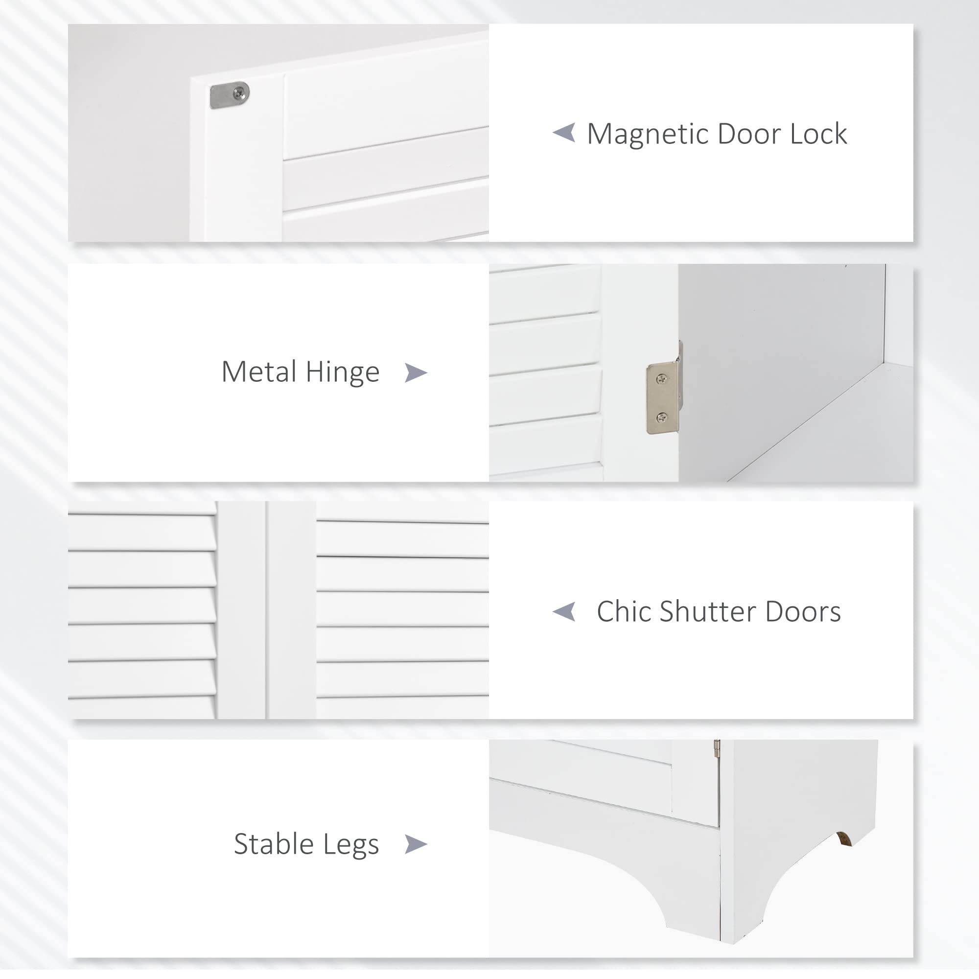 HOMCOM Tall Narrow Bathroom Storage Cabinet with Doors and Shelf Adjustability, Freestanding Bathroom Linen Cabinet with 2 Cabinets and Countertop, Bathroom Floor Cabinet, White