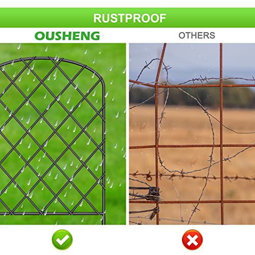 OUSHENG 25 Pack Decorative Garden Fence, Total 27ft(L) x 24in(H) Animal Barrier Border, Rustproof Metal Wire Section Edging Defence Fencing Panel for Outdoor Patio Garden Yard, Arched