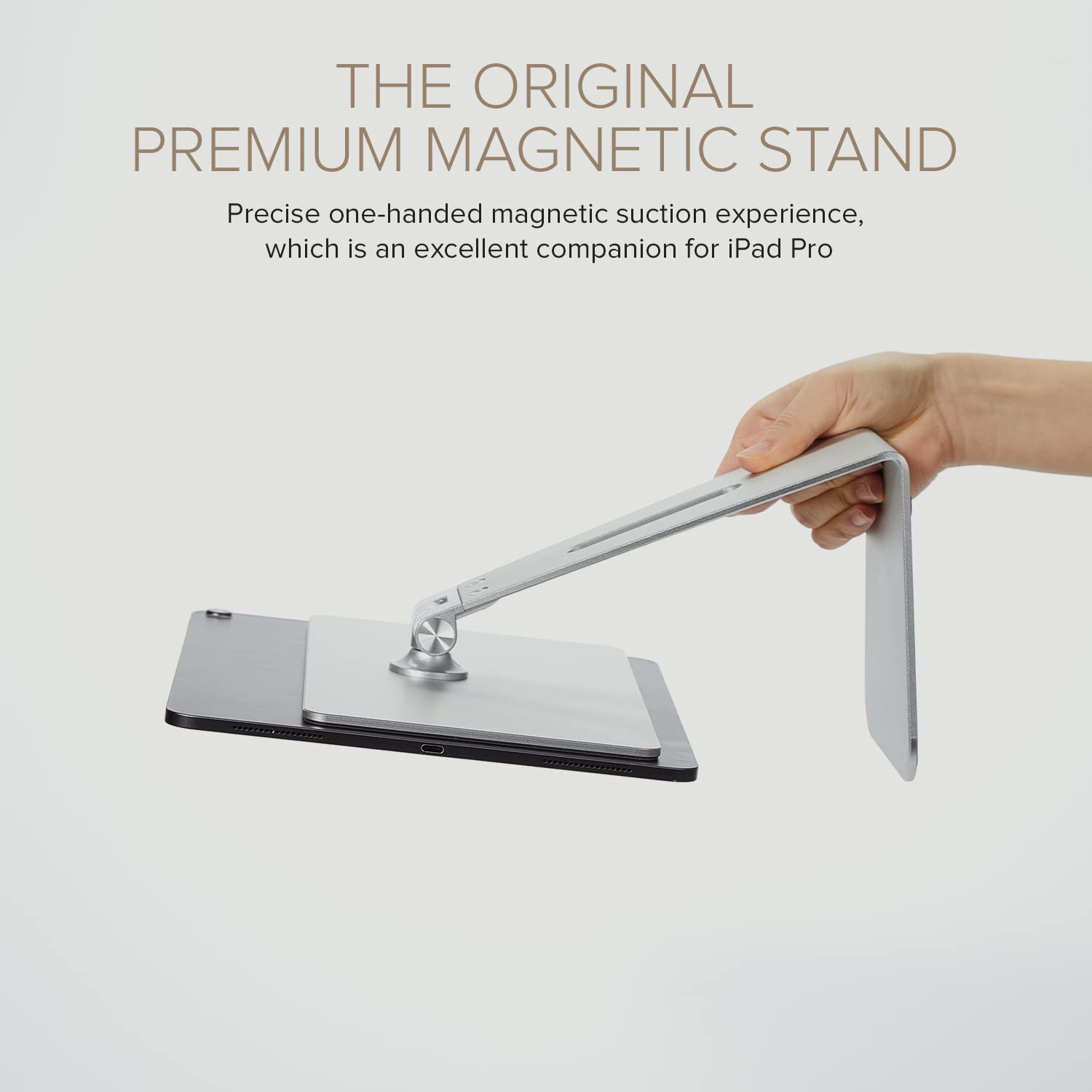 POUT E11 - Magnetic iPad Stand - Adjustable 360° Rotation Landscape/Portrait Portable Holder - Compatible w/Apple iPad Pro 12.9" 3rd/4th/5th/6th Gen