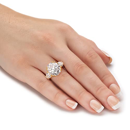 PalmBeach Jewelry Yellow Gold-plated Sterling Silver Oval Shaped Cubic Zirconia Engagement Ring Sizes 6-10 Size 7