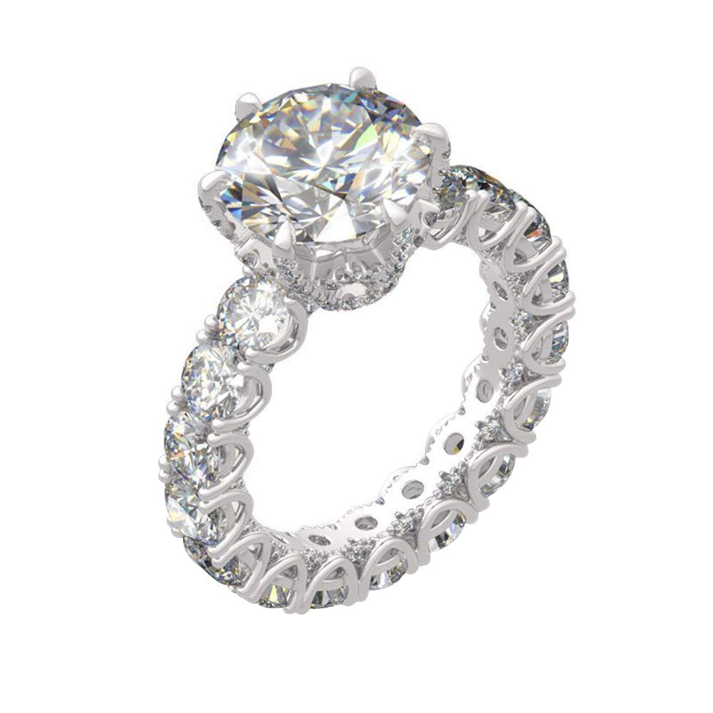 Jeulia Half Eternity Wedding Band Sterling Silver Sapphire Stackable Engagement Rings White Diamond Cubic Zirconia CZ Anniversary Promise Rings with Jewelry Box (5)