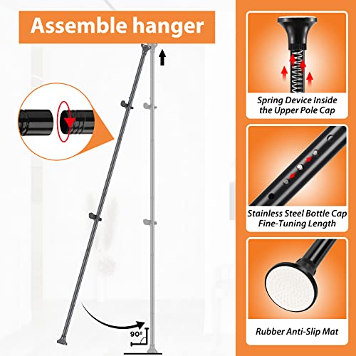 YeYeBest Clothes Rack, 2 Tier Closet Organizers And Storage Free Standing Closet Ceiling Link Floor Hanger for Hanging Clothes Adjustable Floor to Ceiling for Bedroom Laundry Room Black